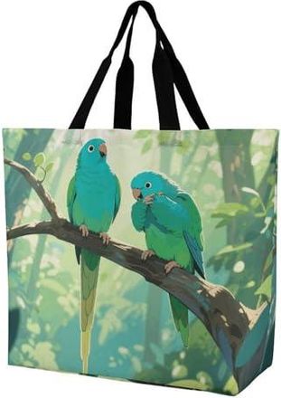 Generic Deux Perruches Sac A Main Femmes D&eacute;contract&eacute; Tote Bag Grand Sac Fourre-Tout Pour Travail Gym Plage