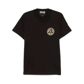 Versace Jeans Couture Homme, Tops, Noir, Taille: 3XL T-shirt Noir à Col Rond et Manches Courtes