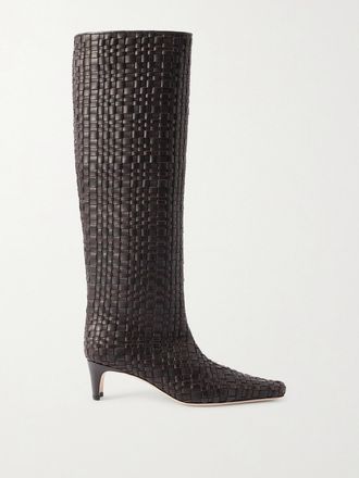 Staud Bottes En Cuir Tressé Wally - Marron