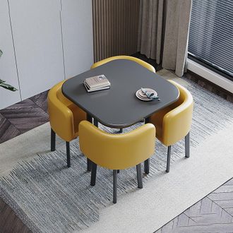 Generic Essgruppe in Tresenh&ouml;he, K&uuml;chen-Esstisch- und Stuhlset, 5-teilige Fr&uuml;hst&uuml;cksbar-M&ouml;bel mit 1 Tisch und 4 St&uuml;hlen