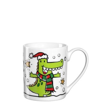 Leonardo Leonardo Bambini Porzellan-Tasse Weihnachten 1 St&uuml;ck, Kinder-Tasse mit Winter Krokodil-Motiv, sp&uuml;lmaschinengeeigneter Tee-Henkelbecher 215 ml 024957