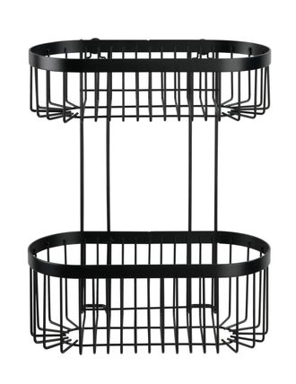 WENKO Wandregal 2 Etagen Classic Plus Black mit Vacuum-Loc Adapter Duschregal, Befestigen ohne Bohren Schwarz