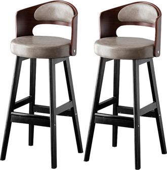 Generic Hoher Barhocker f&uuml;r die K&uuml;che, gepolstert mit PU-Leder, Holzbeine, Hohle R&uuml;ckenlehne, 136 kg belastbar, geeignet f&uuml;r K&uuml;cheninseln, Caf&eacute;s, Bartheken un