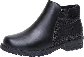 Generic Bottines dhiver d&eacute;contract&eacute;es &agrave; bout rond avec fermeture &eacute;clair lat&eacute;rale et doublure en fausse fourrure pour femme, Noir, 38.5 EU