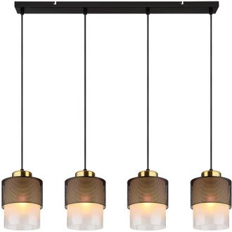 Globo Lighting Lampe suspendue lampe suspendue plafonnier lampe de salle &agrave; manger verre couleur fum&eacute;e 4 lampes