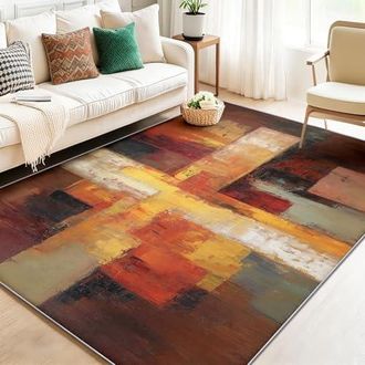 Generic Tapis Poils Ras 120 x 170 cm, Abstrait Peinture &Agrave; lhuile Graffiti R&eacute;sistant Tapis pour D&eacute;cor de Salon Chambre Adulte Salle &agrave; Manger Bureau Dressing R&eacute;