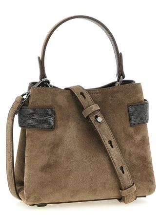 Brunello Cucinelli Womens Top Handle Bag Brown Calfskin Leather