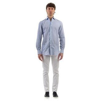 Finamore Homme, Chemises, Bleu, Taille: XL Chemise 170 a due