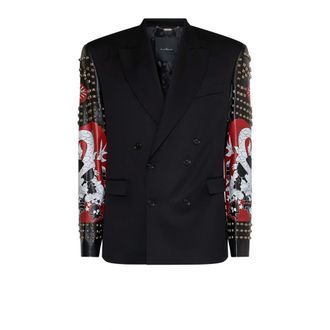 John Richmond Homme, Vestes, Noir, Taille: 2XL Giacca doppiopetto maniche decorate