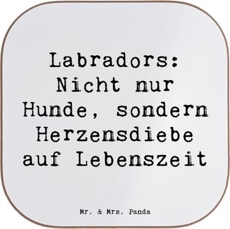 Mr. & Mrs. Panda Untersetzer Glas Spruch Labrador Herzensdiebe - Geschenk, energiegeladener Hund, Hunderasse, bedingungslose Liebe, loyaler Freund, gl&auml;seruntersetzer, 