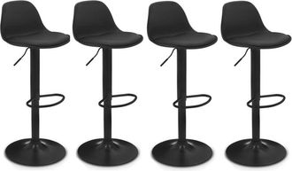 IDMarket Idmarket - Lot de 4 tabourets de bar karl design noir pied noir
