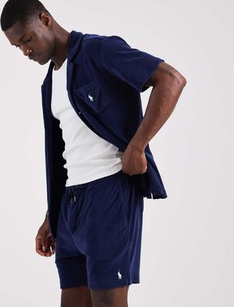 Polo Ralph Lauren Frottee-Shorts in Marineblau mit Markenlogo, Kombiteil