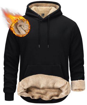 KEFITEVD Herren Kapuzenpullover Mittelschwere Fleece Sweatshirts f&uuml;r M&auml;nner Dicke, mit Sherpa gef&uuml;tterte Kapuzenpullis Herren Pullover Sweatshirts