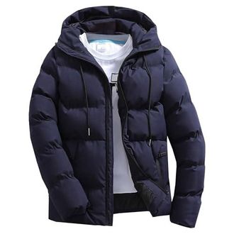 Generic Veste isolante pliable &agrave; col montant pour homme - Manteau dhiver matelass&eacute; &eacute;pais en coton matelass&eacute; pour homme, bleu, 5XL