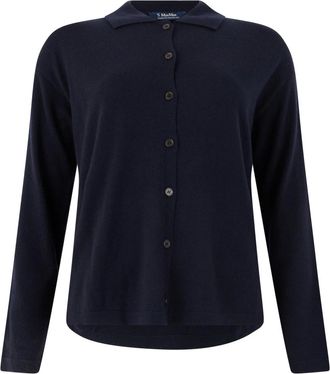 Max Mara Gilet Polo &agrave; Boutons - Femme - Pulls - Bleu - Taille: 36 FR