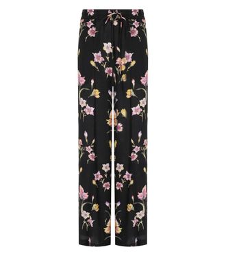 Twin-Set PANTALON WIDE LEG &Agrave; FLEURS NOIR TWINSET