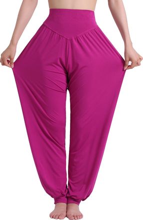 Hoerev Marke Super weiche Modal Spandex Harem Yoga Pilates Hosen, Gr.-XX-Large,Lila Rot