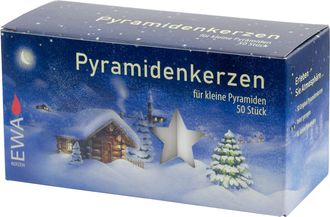 Rudolphs Schatzkiste Zubehör Pyramidenkerzen 50 Stück weiß BxHxT 1,4x7x1,4cm NEU Holzpyramide Tischdekoration Dekoration Weihnachten Wärmespiel Lichter Figur Edelholz Seif