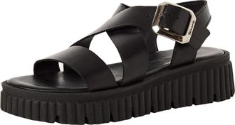 Tamaris Damen Sandalette mit Keilabsatz, schwarz, 41 EU