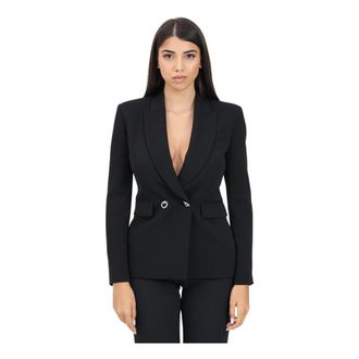 Pinko Schwarze doppelreihige Damenjacke aus technischem Stoff - - Jackets - Damen - Schwarzk - M