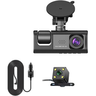 Trade Shop Dash Cam Frontale 3 Voies Dvr Camera Voiture 3ch Hd 1080p Video Recorder