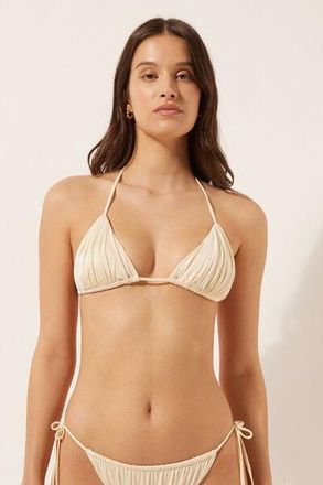 Calzedonia Triangel-bikinioberteil Mit Herausnehmbaren Polstern Shiny Satin Elfenbein