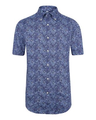 Tom Rusborg Sommerliches Leinenkurzarmhemd mit Paisley-Muster in