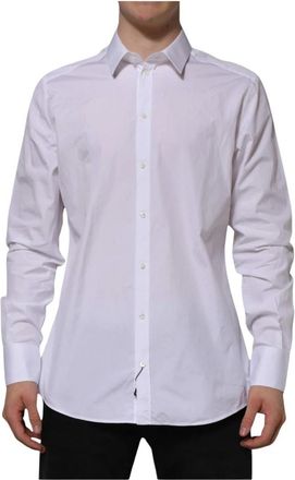 Dolce & Gabbana Homme, Chemises, Blanc, Taille: 3XL Chemise Formelle en Coton Doré Luxueuse