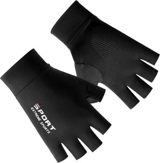 Harilla Damen Herren Sommer Eisseide UV-Schutz Touchscreen Dünn Atmungsaktiv rutschfest zum Radfahren Sport Reiten Radfahren, Halbfinger schwarz