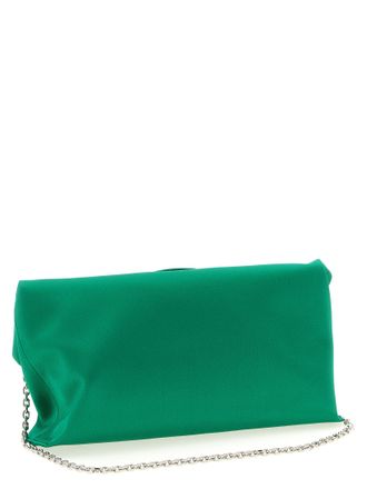 Roger Vivier Womens Satin With Crystal Embellishment Clutch Green Viscose Silk
