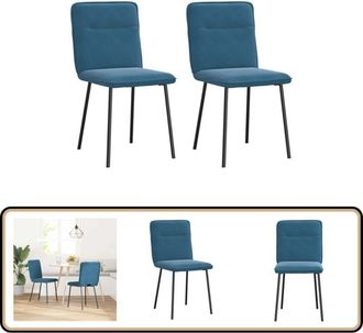 vidaXL Esszimmerstühle 2 Stk. Blau Samt - Vidaxl