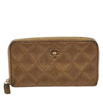 Chanel Portefeuille matelass&eacute; doccasion - Femme - Pre-owned - Brun - Taille: ONE Size
