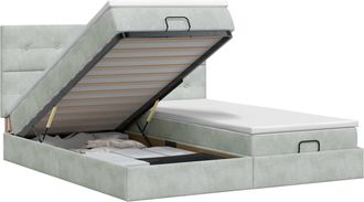 vidaXL Letto Ottomano Con Materasso 2 Pz Grigio Chiaro Velluto Vidaxl
