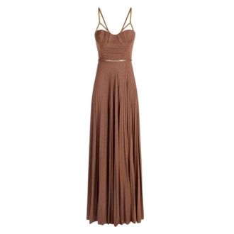 Elisabetta Franchi Femme, Robes, Brun, Taille: 38 FR Lam&eacute; Jersey Evening Dress