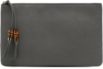 Gucci Clutches - Calfskin Bamboo Tassel Clutch - Gr. unisize - in Grau - f&uuml;r Damen