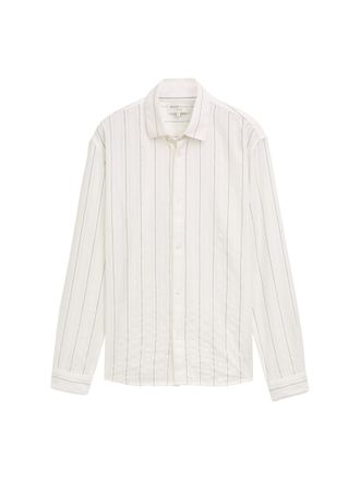 Tom Tailor Herren 1046178 Hemd, 37855-Off White Structured Stripe, M