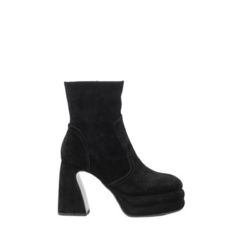 Jeannot Schwarze Wildleder Stiefeletten mit Bubble-Absatz - - Shoes - Damen - Schwarzk - 41 EU