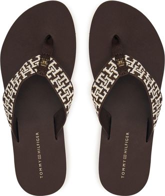 Tommy Hilfiger Zehentrenner Tommy Hilfiger Corportate Sandal FW0FW09610 Braun