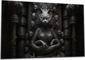 Wallario Herdabdeckplatte/Spritzschutz aus Glas, 1-teilig,90x52cm mit 8mm hohen Füßen, für Ceran- und Induktionsherde, Katzen-Göttin