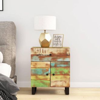 vidaXL Table de chevet 50x33x60cm Bois de r&eacute;cup&eacute;ration et ding&eacute;nierie vidaXL