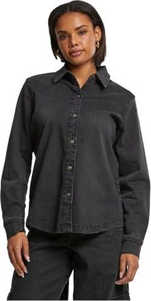 Urban Classics Tb7118-ladies Denim Shirt Blouse, Noir délavé, XXXXL Femmes