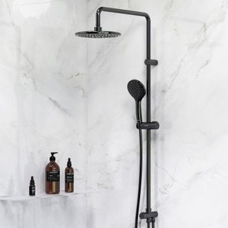 AM.PM Duschsystem Schwarz Duschset Brauseset Duschsystem ohne Armatur, Regenduschset Kopfbrause &Uuml;berduschkopf Duschs&auml;ule Dusche F0790022 Gem - Am.pm