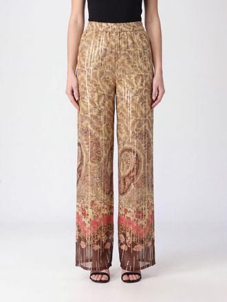 Valentino Garavani Pantalon palazzo taille haute en soie et lurex