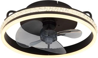 Globo Lighting Deckenventilator Deckenlampe Wohnzimmerleuchte Schlafzimmerlampe Raumlüfter Ventilator, Metall schwarz, dimmbar Fernbedienung CCT Rechts-/Linkslauf, L