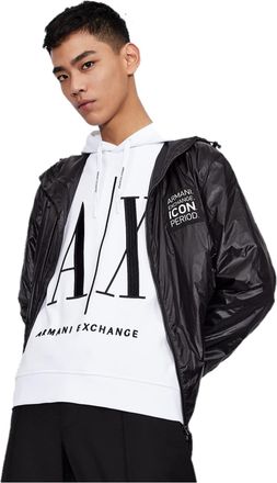 A|X Armani Exchange Mens, Icon Project, Embroidered Logo Hooded Sweatshirt, White, XS