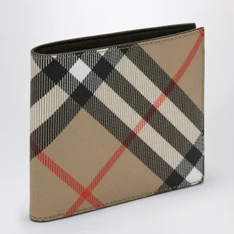 Burberry Check pattern beige folding wallet