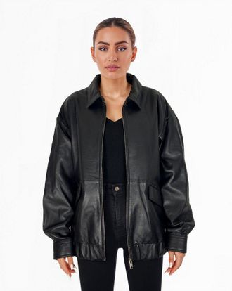 Trueprodigy Lederjacke Nova Oversizejacke mit schr&auml;gen Taschen