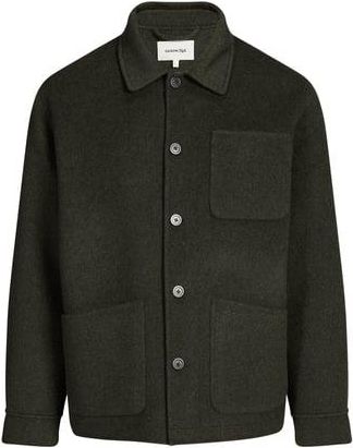 Saison 1865 Manteau droit boutonn&eacute; en laine m&eacute;lang&eacute;e