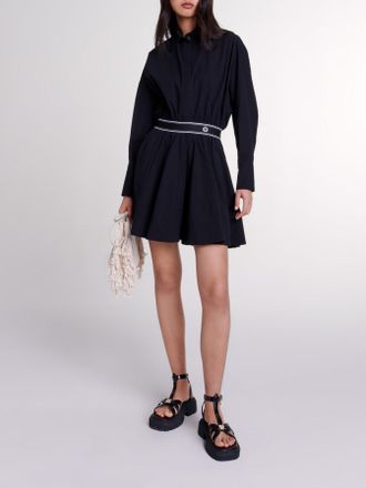 Maje Kurzes Elastisches Hemdkleid - Schwarz - Gr&ouml;&szlig;e 40 - Maje