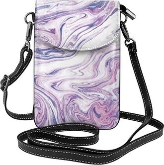 IUBBKI Porte-monnaie pour téléphone portable en marbre avec texture violet foncé - Petit portefeuille en cuir à bandoulière pour femmes Sac à bandoulière pou